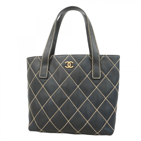 CHANEL | Bags | Chanel Wild Stitch Leather Tote Bag Black Womens | Poshmark